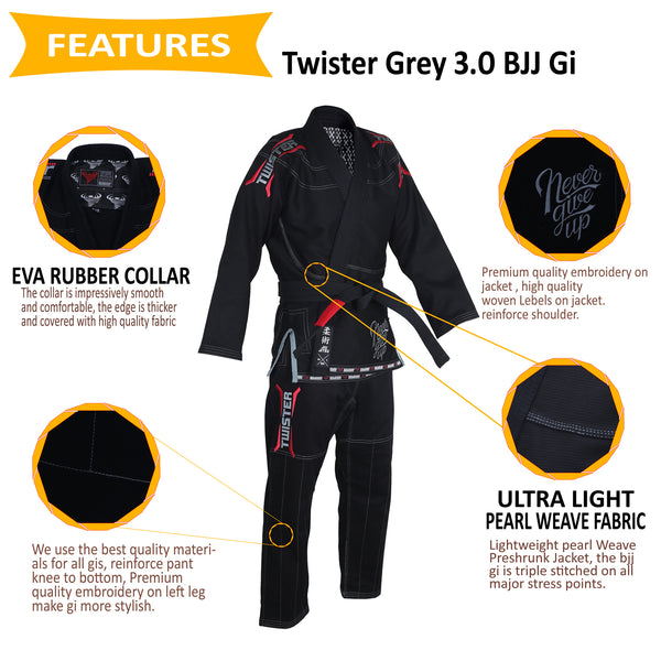 Grey 3.0 Bjj Gi - twisterfightwear